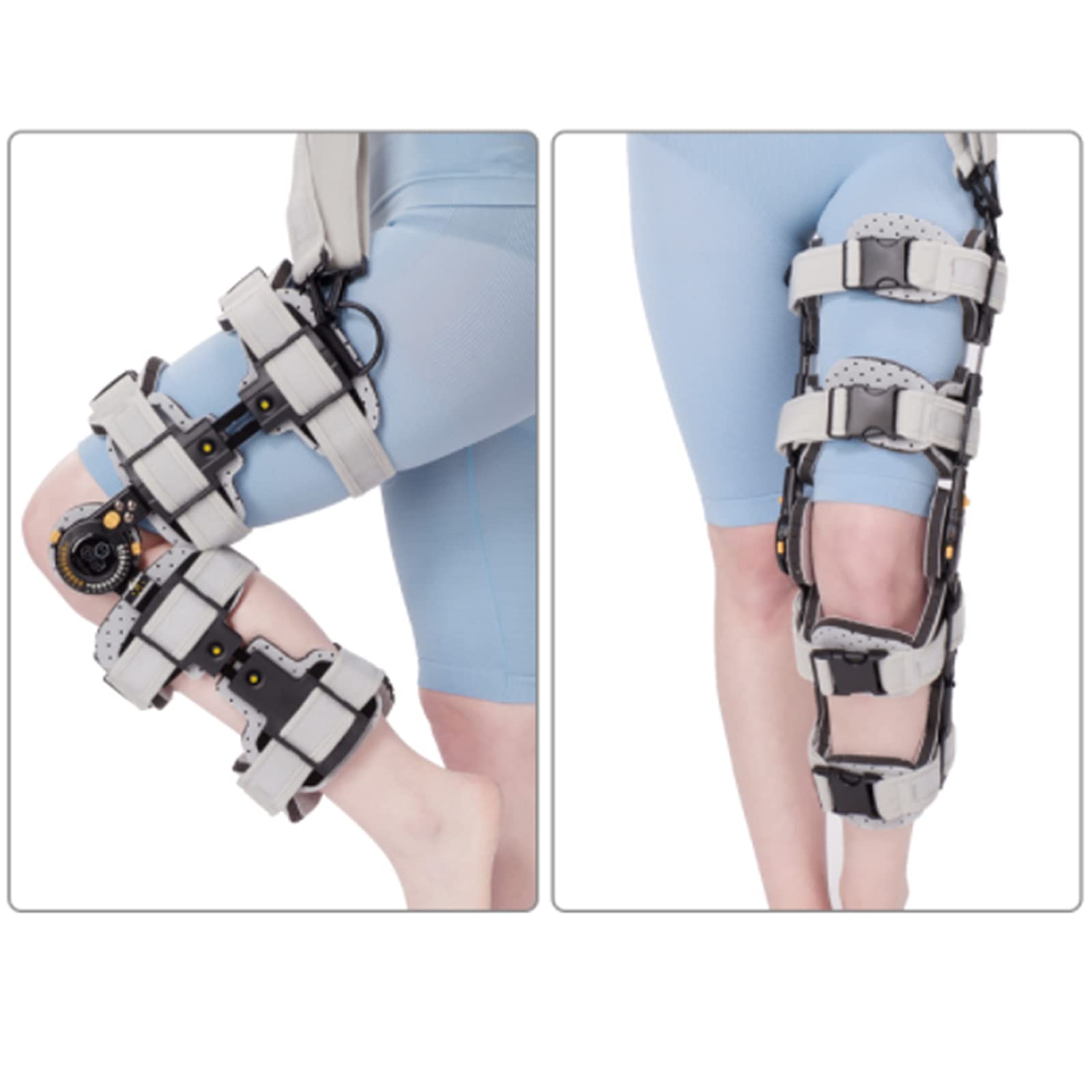 DXDUI Knee Joint Fixation Bracket Adjustable Hinged Knee Brace Walkable for Sports Injuries Relief Knee Joint Pain Medical Orthopedic Stabilizer,Left