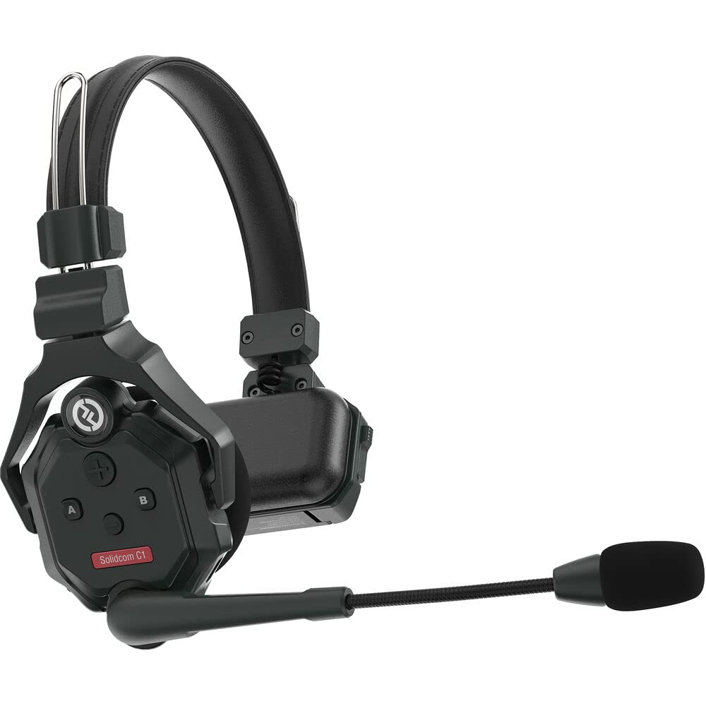 Hollyland Solidcom C1-6S Full Duplex Wireless Intercom System with 6 Headsets Bundle with Auray Disposable Over-Ear Headphone Covers (50-Pairs) and Sanitizer Spray