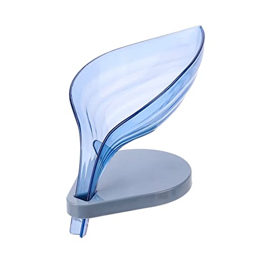 HALOU Leaf Shape Soap Box Bathroom Soap Holder Dish Storage Plate Tray Bathroom Soap Holder Case Kitchen Supplies Bathroom (Color : Blue, Size : 12 * 11.5 * 9CM)