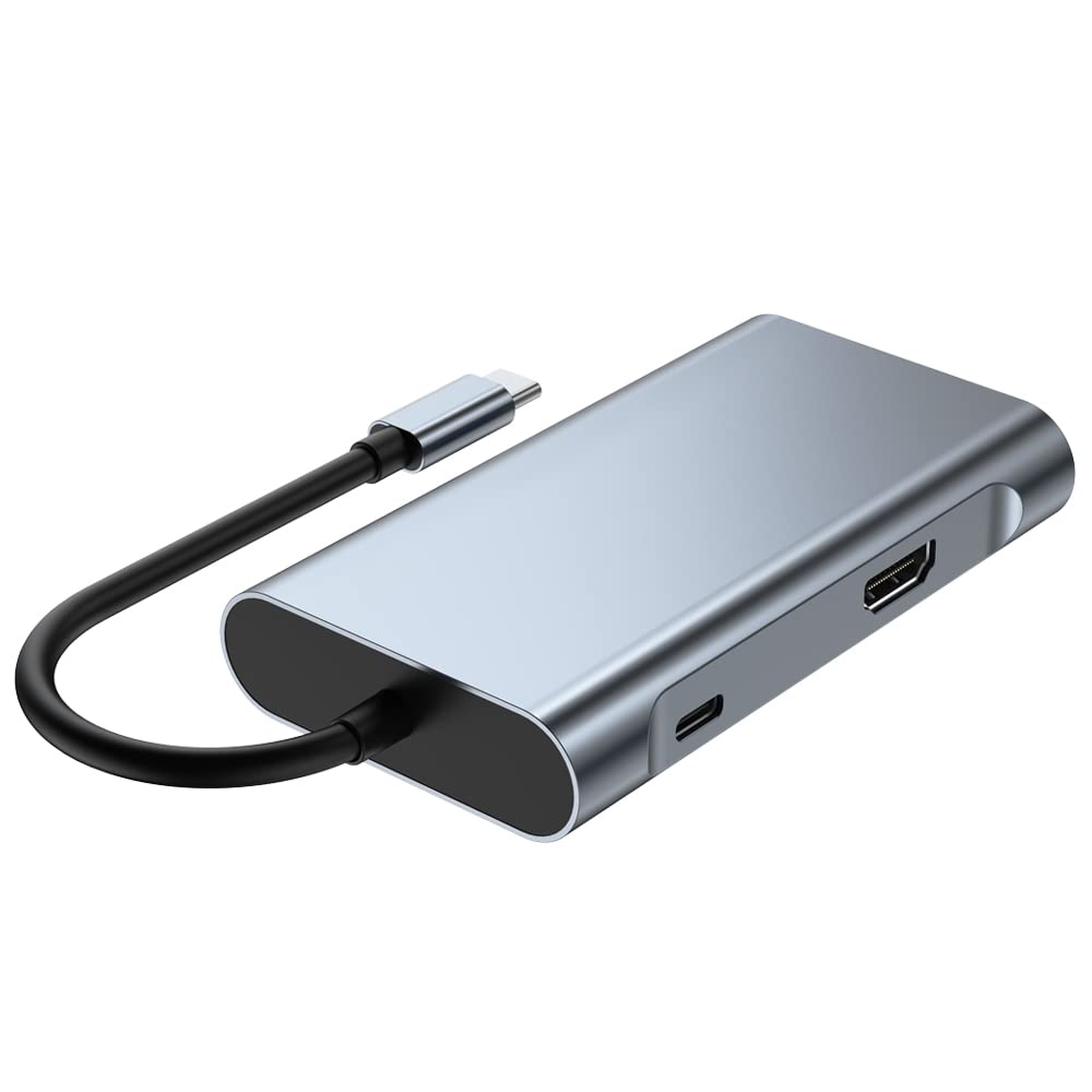KitBox USB C HUB 7 in 1 Type C Adapter with Type C 87W PD, USB3.0 HDMI VGA, RJ45 Ethernet Port for MacBook and Other Type C Laptop.