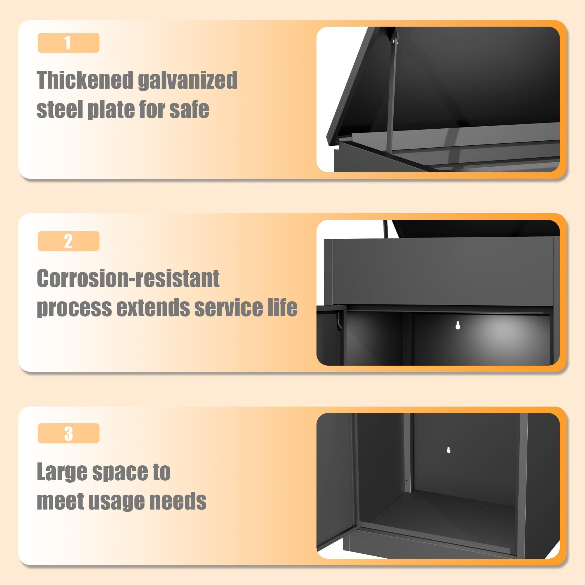 Package Delivery Box for Porch Deck Storage Box, Waterproof Package Drop Box for Outside, Anti Theft Package Lock Box Wall Mounted Package Delivery Boxes (19.7x16.1x41 inch)