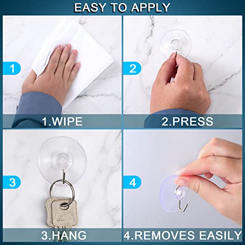 Mudder Suction Cup Hooks Wall Hooks, Home Kitchen Bathroom Wall Window Towel Robe Hangers, Utility Hooks Hangers, Home Hanging Organizer Supplies, Use on Smooth Surface (80 Pieces, 45 mm)