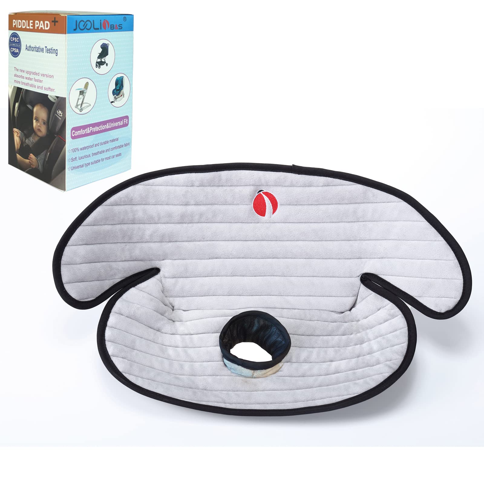 JOOLIO B&S car seat Protector Piddle Pad for Toilet Potty Training Toddler, Baby Waterproof Portable Liner Convertible Pads for Carseat Stroller Accessories Machine Washable Seat Saver (Plus+Grey)