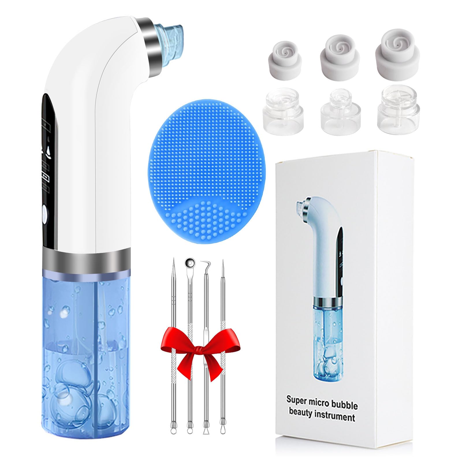HydroFacial Blackhead Remover Pore Vacuum Micro Bubble Pore Cleansing Machine Pimple Extractor Tools with 6 Suction Heads,3 Gears Adjustable Beauty Device