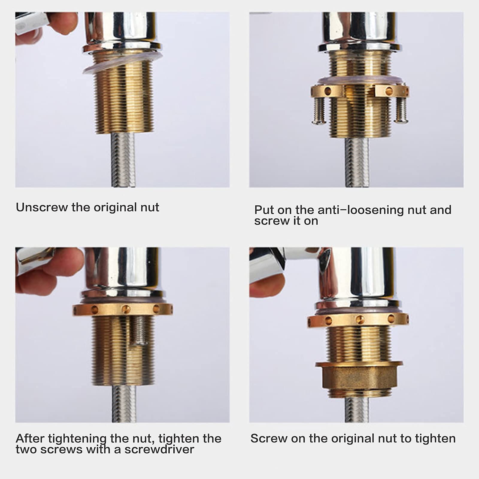Inside Diameter of 1.22 inch/31 mm Hot and Cold Faucet Fixing Tool Set Lock Nut (Fits 1.24"/31.5mm OD tubing) | Prevent Kitchen and Bathroom Faucets from loosening