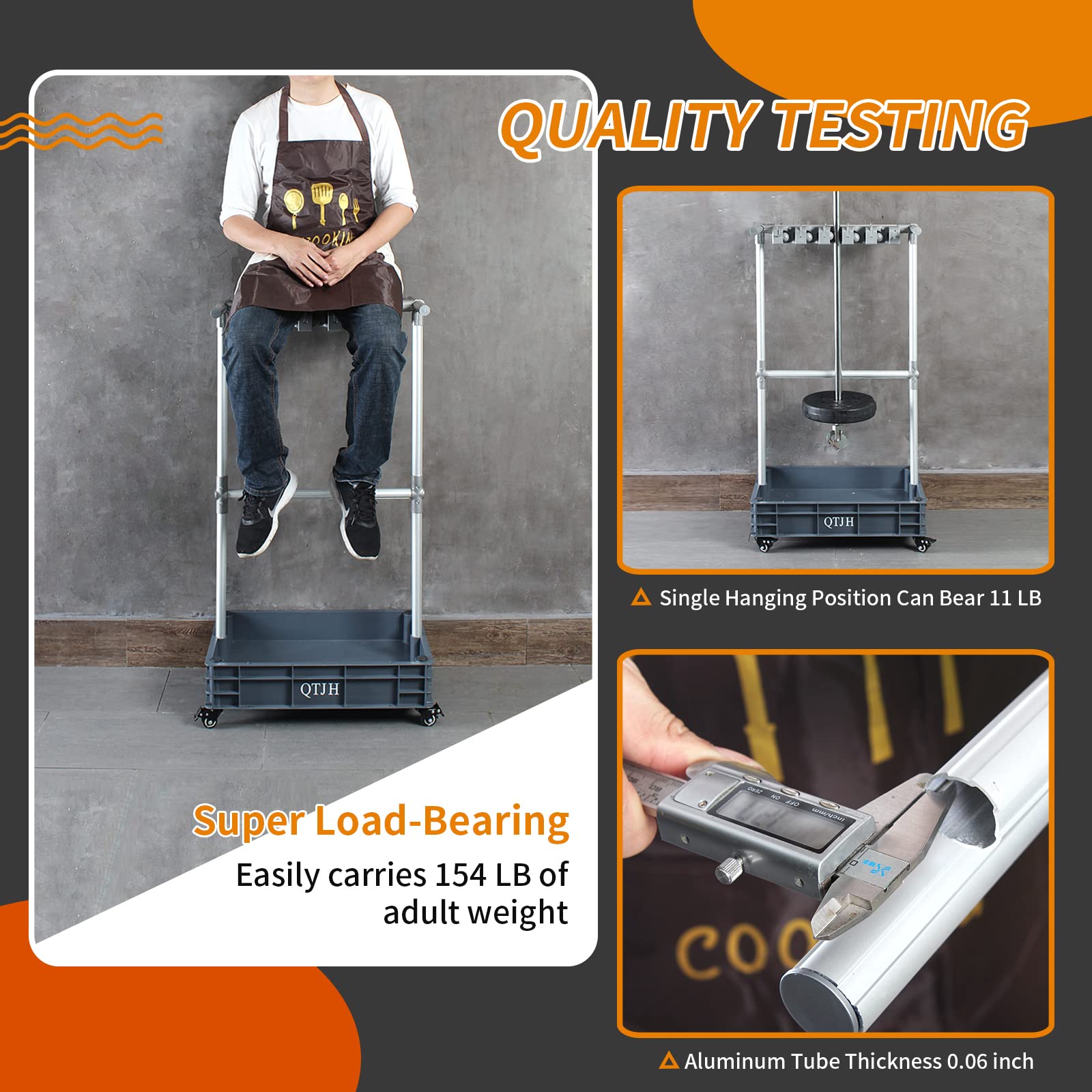QTJH Broom mop holder cleaning supplies organizer janitorial carts on wheels housekeeping station storage tools for garage, garden, closet, cabinet.