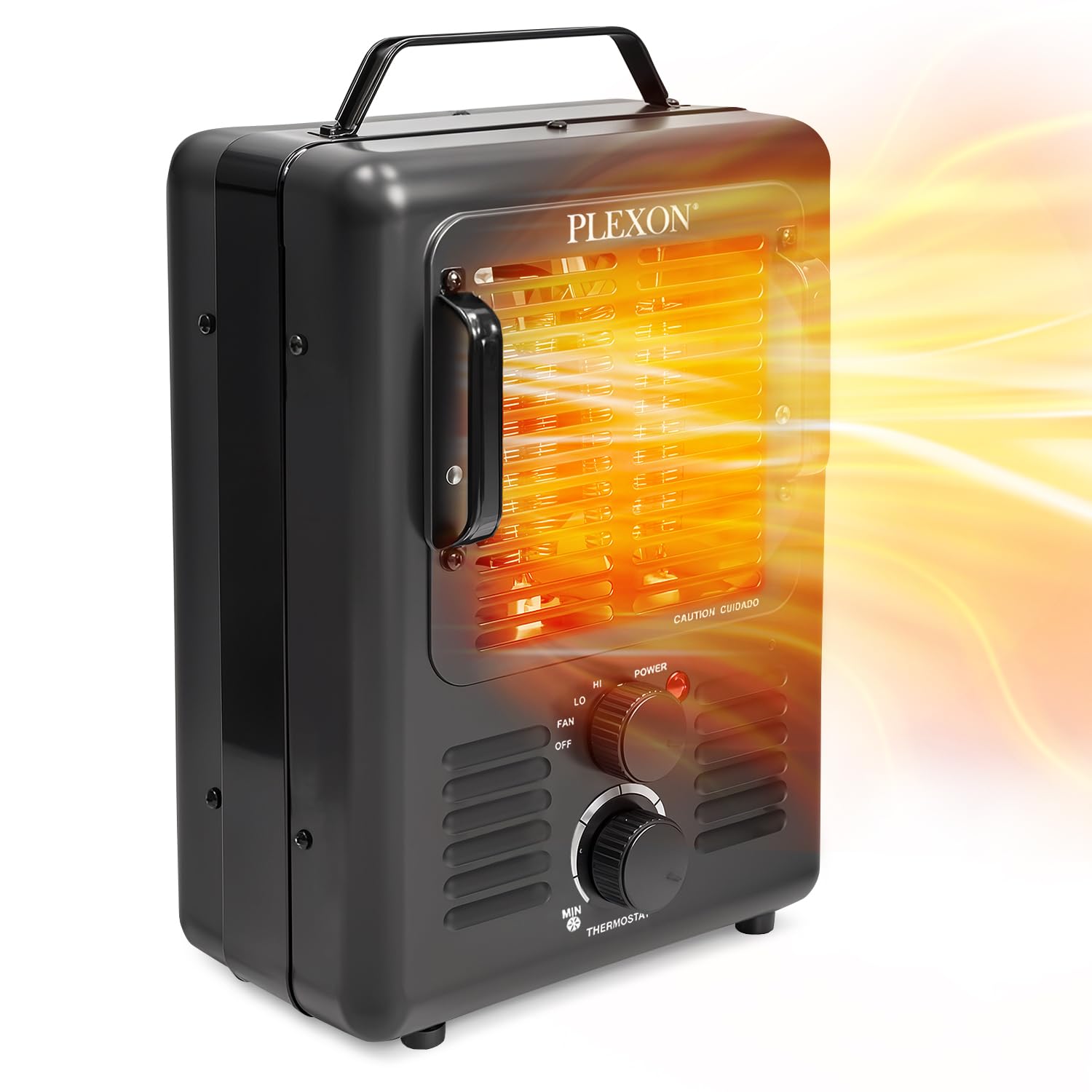 Plexon Milkhouse Utility Electric Space Heater with Thermostat Adjustable Overheat Protection Perfect for Garage or Greenhouse Workshop Comfort Home 1500 Watt Black