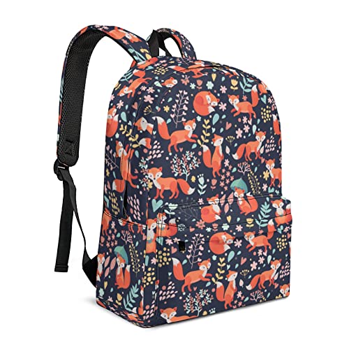 Qlonrewt Cute Lightweight Backpack for Boys Girls Durable Bookbag Laptop Daypack with Pockets for School Work Activities Travel (Fox Salmon)