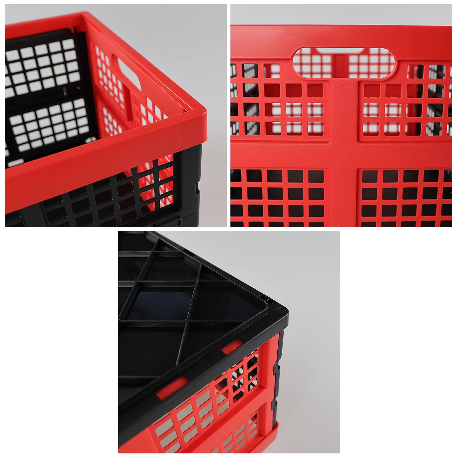 Ramddy 34 Quart Collapsible Storage Crate, Plastic Folding Basket Container Bins, 4 Pack