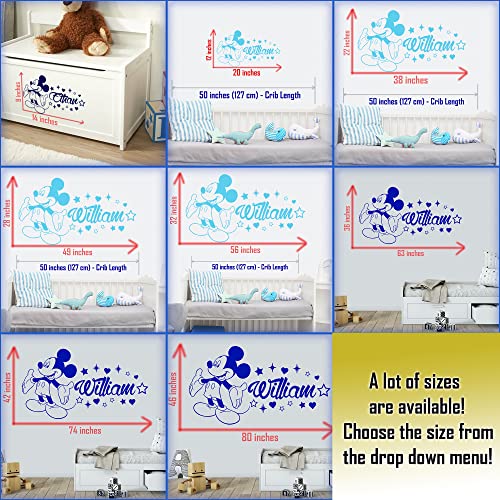 Mouse Name Wall Decal, Mouse Vinyl Sticker, Personalized Boy Name Decal, Nursery Baby Boy Room Decor ZX286