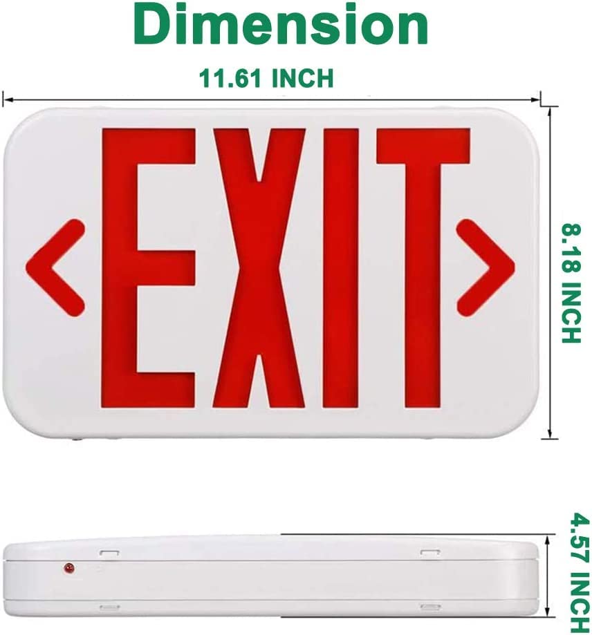 OSTEK Red LED Exit Sign Light - Standard - 90 Minutes Battery Backup, Dual LED Lamp ABS Fire Resistance UL-Listed