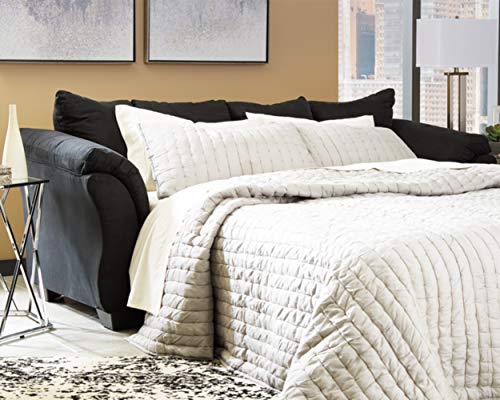 Signature Design by Ashley Darcy Casual Plush Full Sofa Sleeper with Memory Foam Mattress, Black