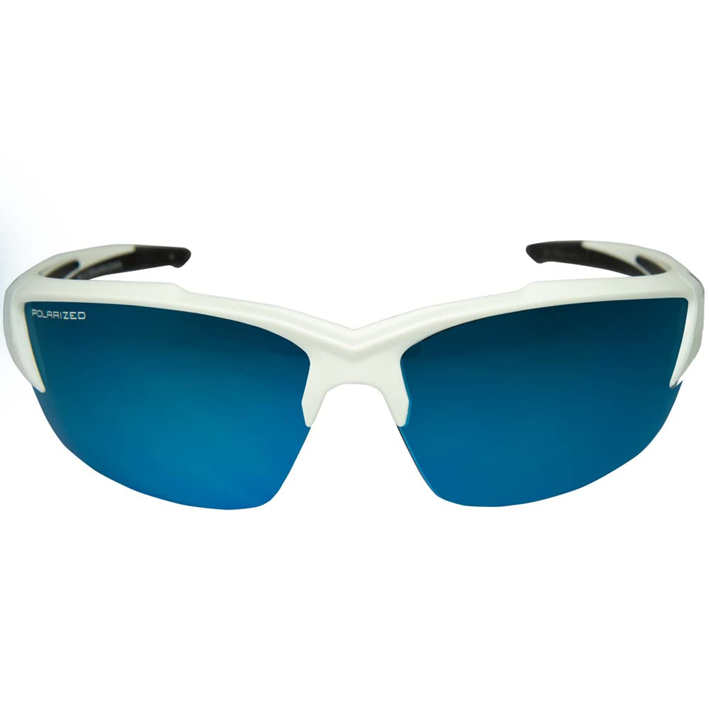 Edge TSDK246-G2 Khor G2 Polarized Wrap-Around Safety Glasses, Anti-Scratch, Non-Slip, UV 400, Military Grade, ANSI/ISEA & MCEPS Compliant, 5.04" Wide, White Frame / Smoke Lens