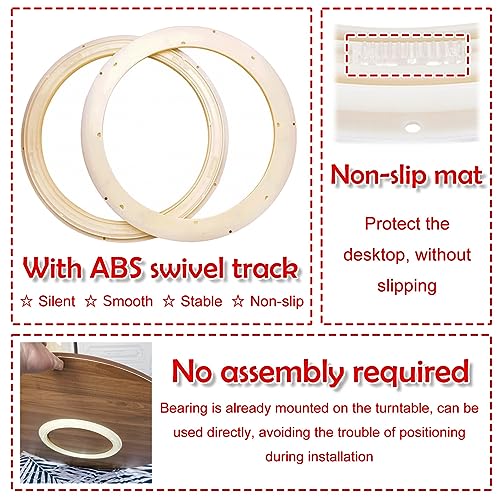 Lazy Susan Tabletop Wooden Turntable, 360 Degree Smooth Rotation Round Rotating Serving Plate, Rotating Serving Tray For Dining Table, Diameter Ø 20 24 28 32 36 39 Inch