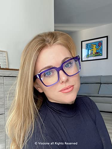 VISOONE Rectangle TR90 Blue Light Blocking Glasses Computer Glasses with Preppy Look for Women and Men Cougar