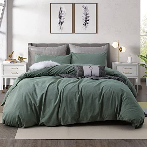 Ventidora 3 Piece Duvet Cover Set Cal King Size,100% Organic Washed Cotton with Linen Feel Like Textured, Luxury Soft and Breatheable Bedding Set with Zipper Closure(1 Duvet Cover + 2 Pillowcases)