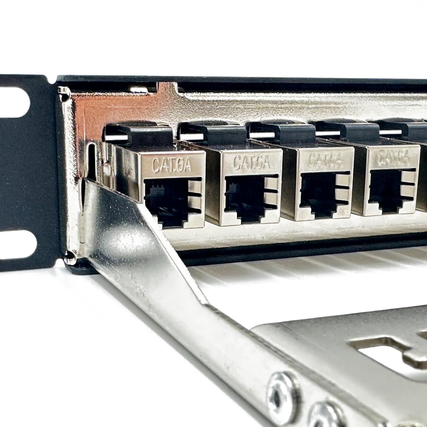 ETS 24-Port CAT6A FTP Shielded 1U Patch Panel 19-Inch Loaded w/Tool-Less Keystone Jacks Rackmount or Wallmount