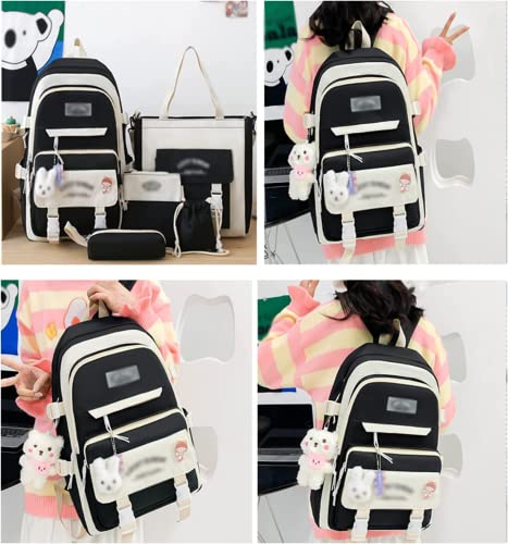 TOAOSET Kawaii Backpack 5Pcs Set Lightweight aesthetic backpack,Teens laptop computer cute backpacks for girls (girls backpack,one size)