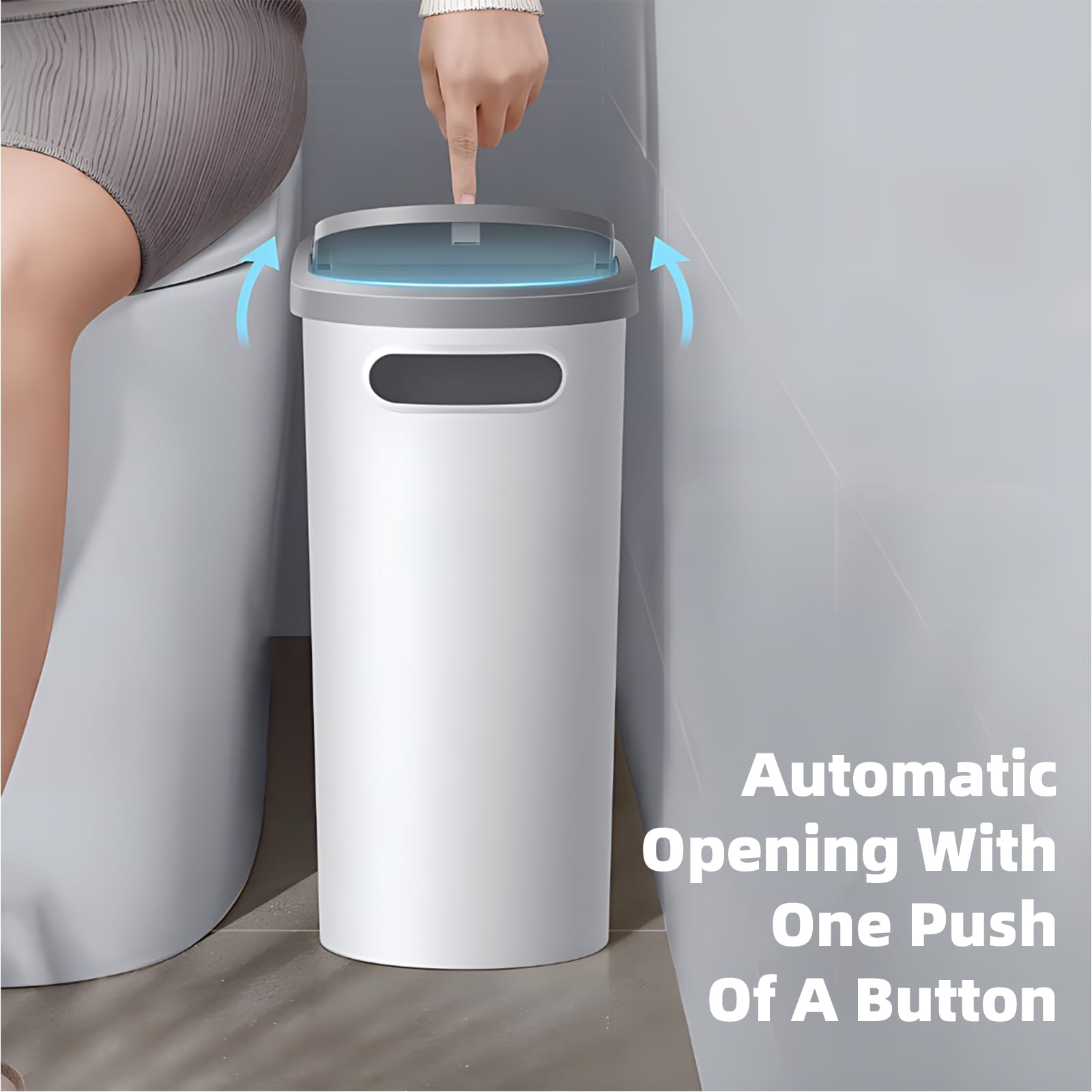 LOVEWE Bathroom Trash Can, Compact and Durable Plastic Wastebasket with Built-in Handles, Easy to Clean, Rustproof, Space-Saving Design, Ideal for Small Spaces in Bathroom, Laundry, and Home Office