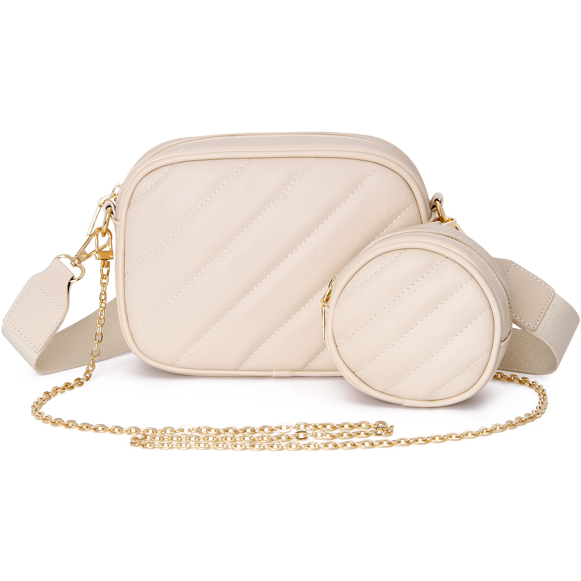 GEEAD Small Quilted Crossbody Bags for Women Trendy Design Shoulder Purse with Round Zip Bag