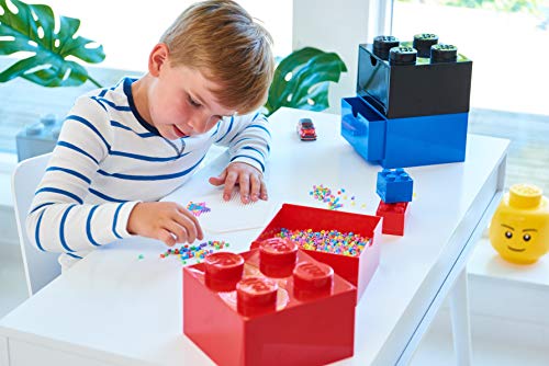 Room Copenhagen LEGO Storage Brick 4 Desk Drawer, 4-Stud Stackable Tabletop Storage Box, 6.2 x 6.2 x 4.4 In, Red