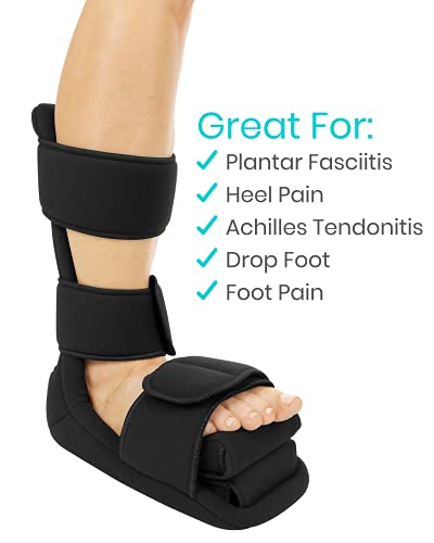 Vive Plantar Fasciitis Night Splint Plus Trigger Point Spike Ball - Soft Leg Brace Support, Orthopedic Sleeping Immobilizer Stretch Boot (Medium: Men's: 5.5-8, Women's 7-9.5)