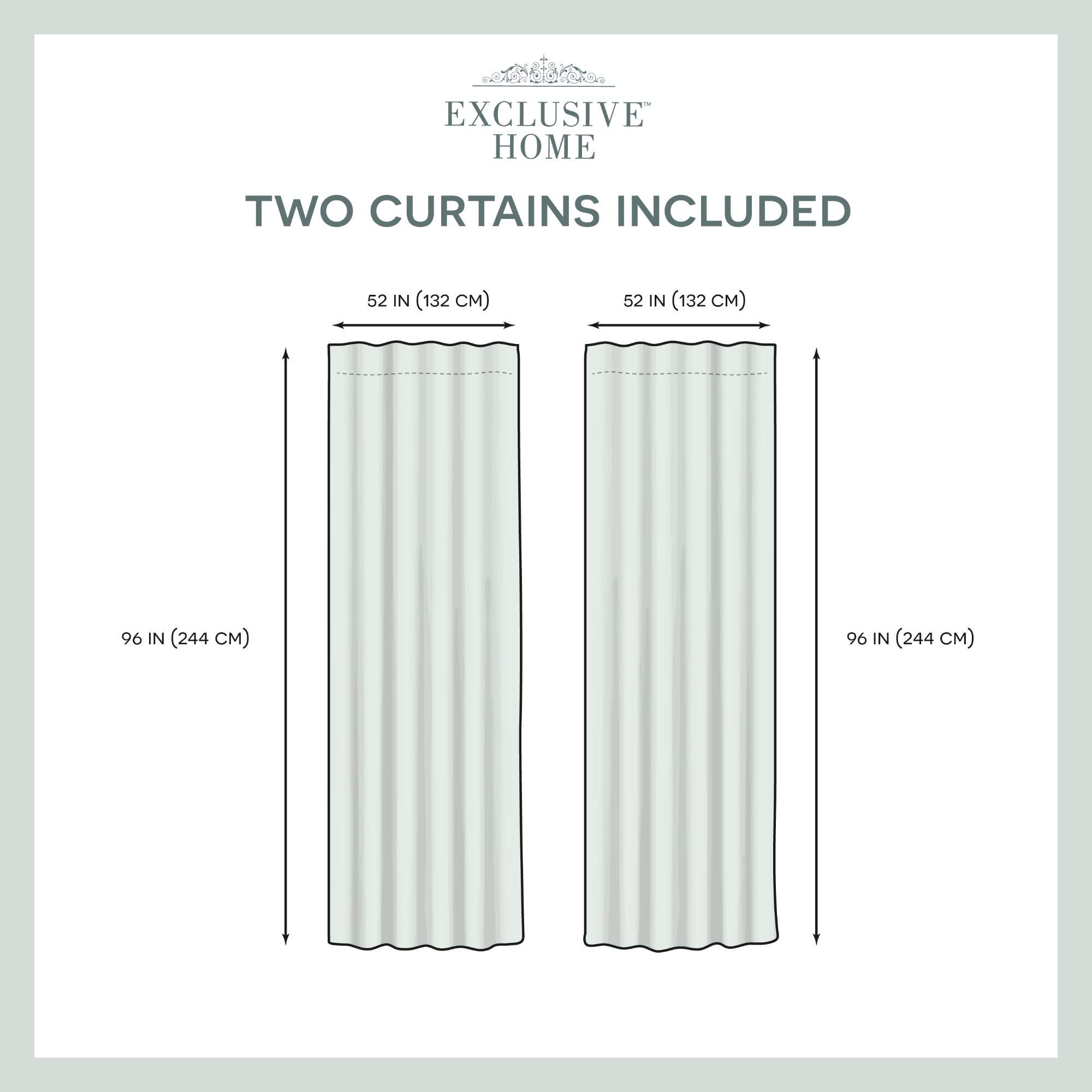 Exclusive Home Catarina Layered Solid Room Darkening Blackout and Sheer Hidden Tab/Rod Pocket Top Curtain Panel Pair, 52"x96", Cloud Grey, Set of 2