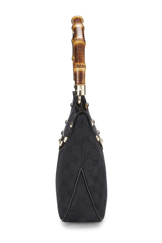 Gucci, Pre-Loved Black Original GG Canvas Bamboo Shoulder Bag, Black