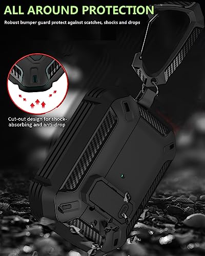 OTOPO Compatible with Airpods Pro 2/1 Case Cover Lock with Ear Tips Cleaning Kit, iPods Pro 2 Rugged Protective Airpod Pro Case for Apple Airpod Pro 2nd Generation Earbuds Case Men Women Black