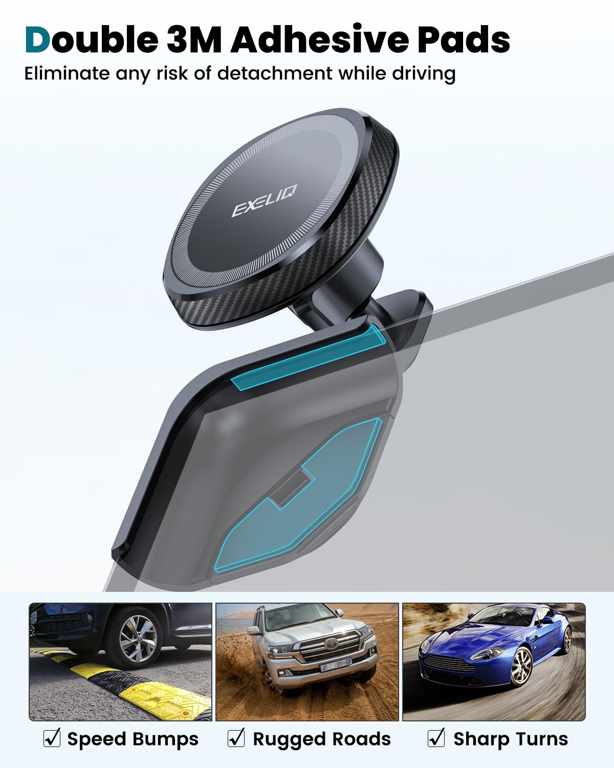 EXELIQ Tesla Phone Mount Holder for Model 3/Y, Magnetic Phone Holder for Screen, Tesla Magsafe Mount with Triple-Hook Vent Clip, Compatible with iPhone 15 14 13 12 Pro Max and All Phones
