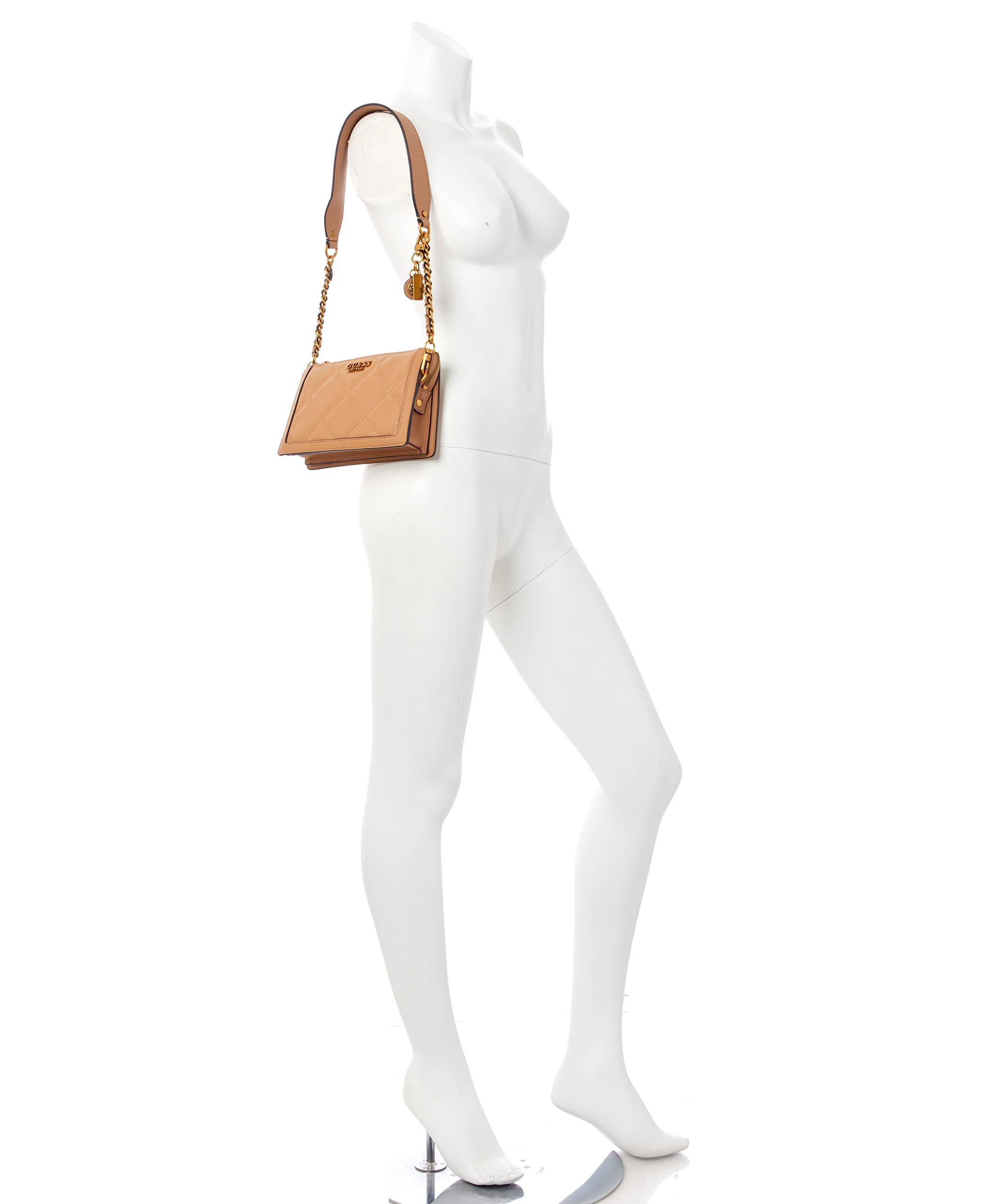 GUESS Abey Multi Compartment Shoulder Bag, Beige