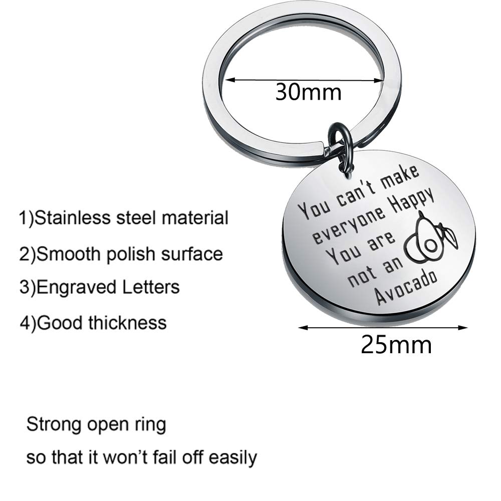 Funny Avocado Keychain You Can’t Make Everyone Happy You are Not an Avocado Key Ring Avocado Lovers Gifts (Avocado Keychain)