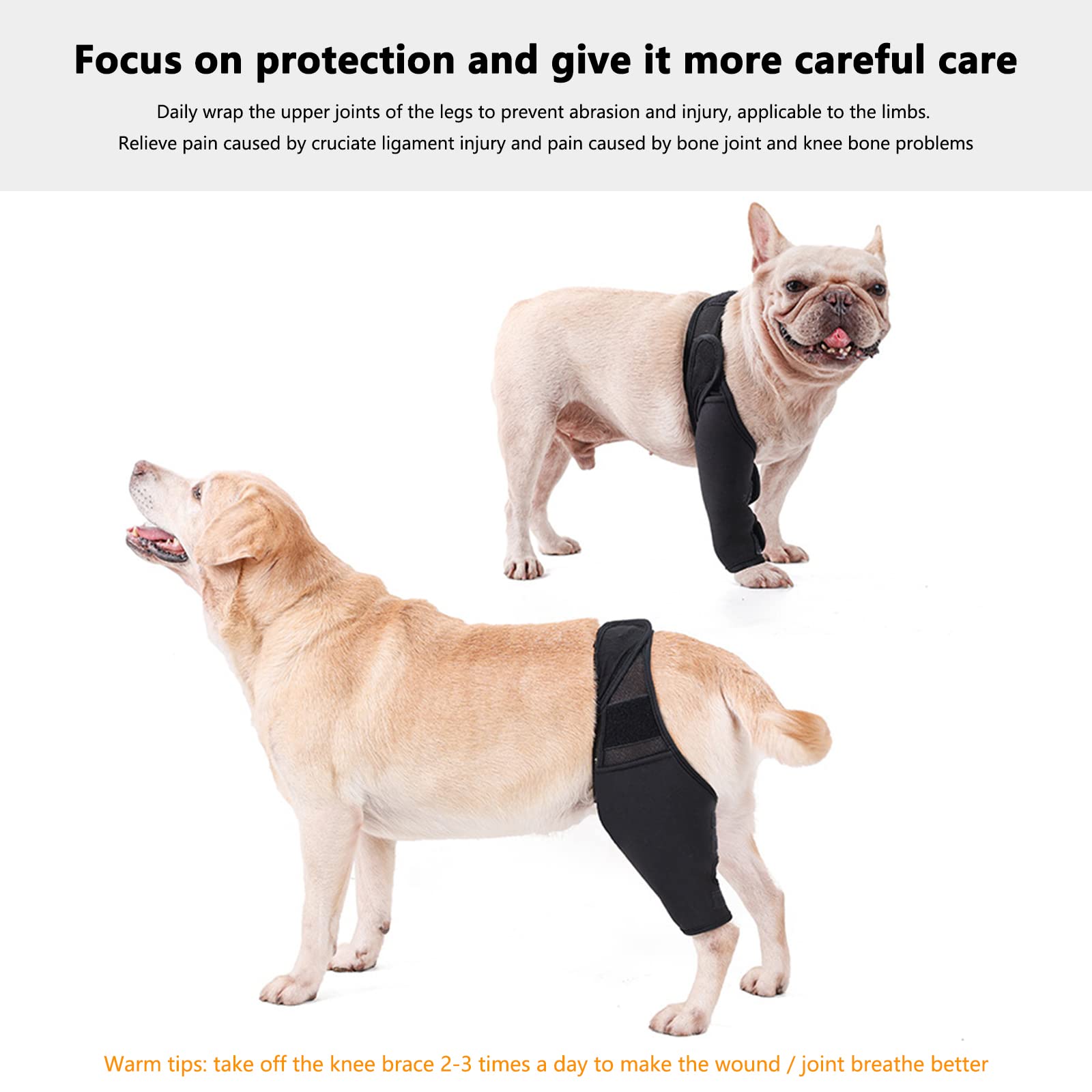 LKJYBG Pet Dog Knee Brace Adjustable Multifunctional Protective Gear with Magic Stickers for Wounds Heals Black M