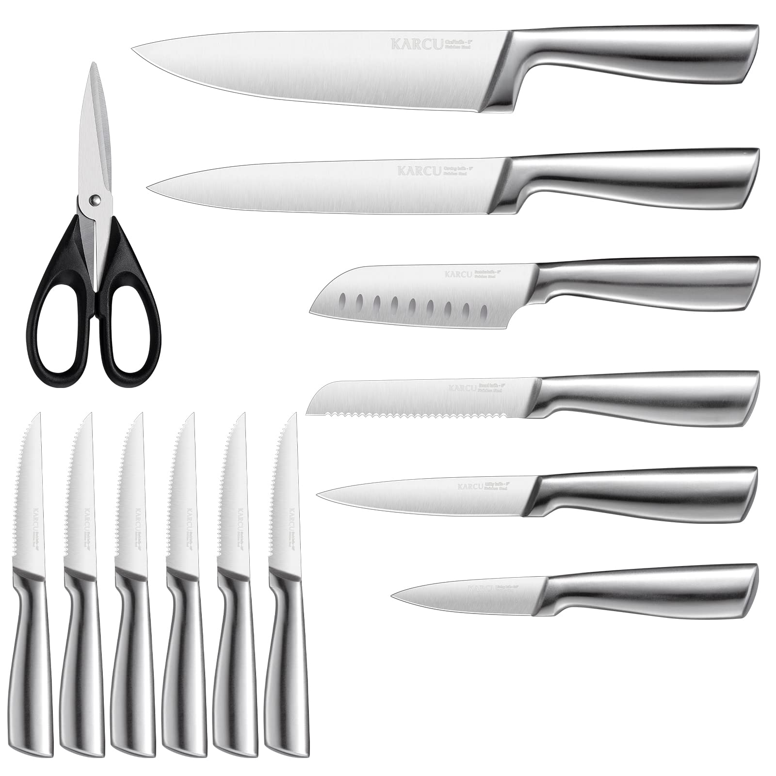 Knife Set, 14-piece Karcu Kitchen Knife Block Set, German Stainless Steel Knife Set