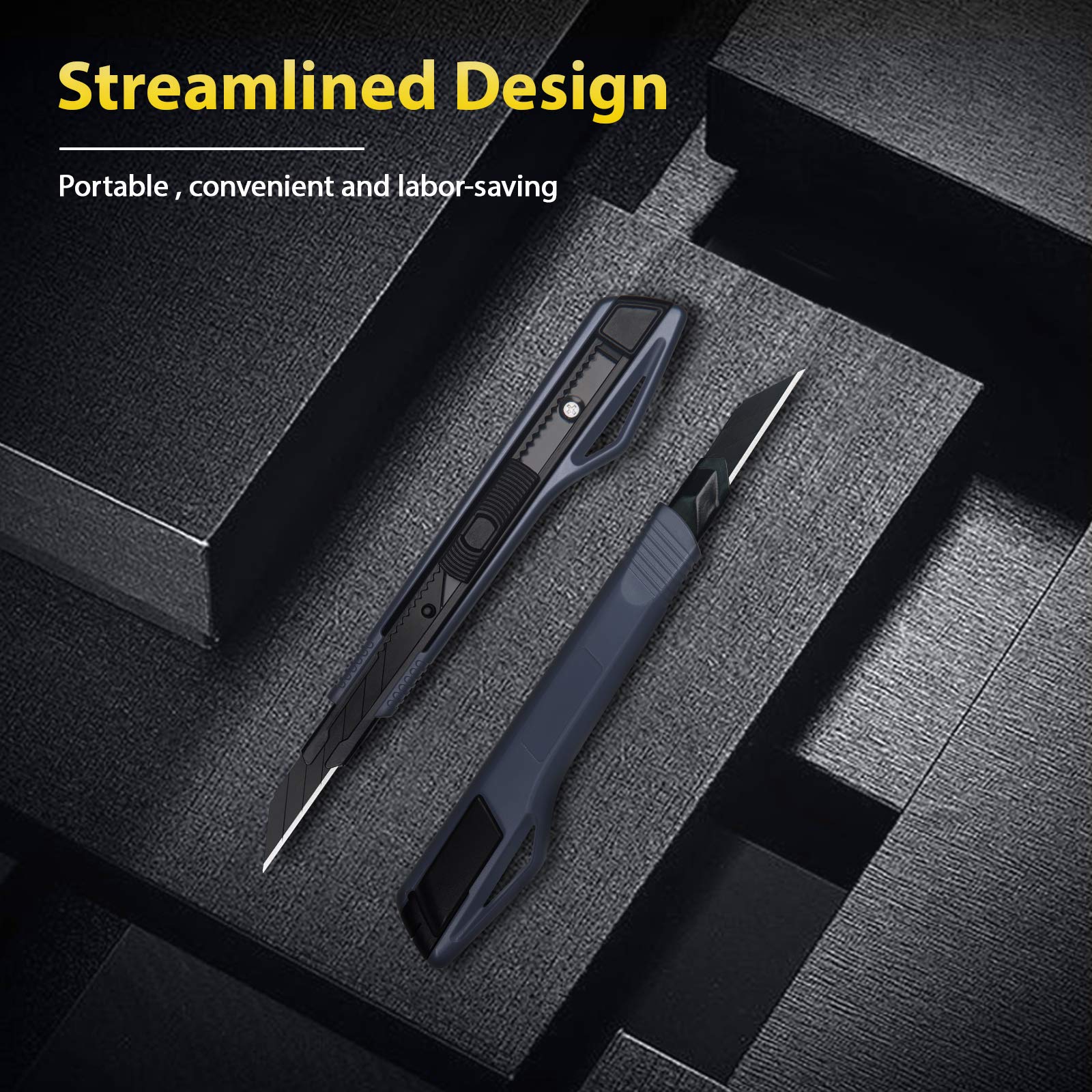 MANUFORE 5 Pack 9mm Snap-Off Knife 30 Degree Film Cutting Knife Box Cutter for Wallpaper, Paper, Crafts, Cartons