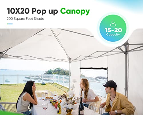 Quictent Privacy 10x20 ft EZ Pop Up Canopy Tent Instant Folding Party Tent Gazebo with Sidewalls & Roller Bag 100% Waterproof-6 Colors(Black