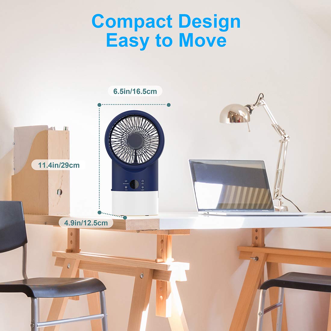 EEIEER Air Conditioner Cool Mist Humidifier Fan, 4 in 1 Timing Night Light Quiet Circulation Small Table Fans Personal Adjustable Misting Evaporative Air Cooler for Home Bedroom Office (Blue)