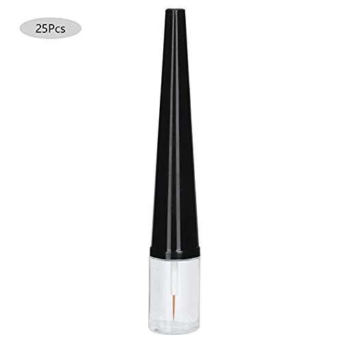 Empty Eyelash Tube, 25PCS 5ml Clear Refillable Plastic Mascara Container with Rubber Stopper Empty Eyeliner Wand Bottle for Castor Oil and DIY Cosmetics Beauty Tool
