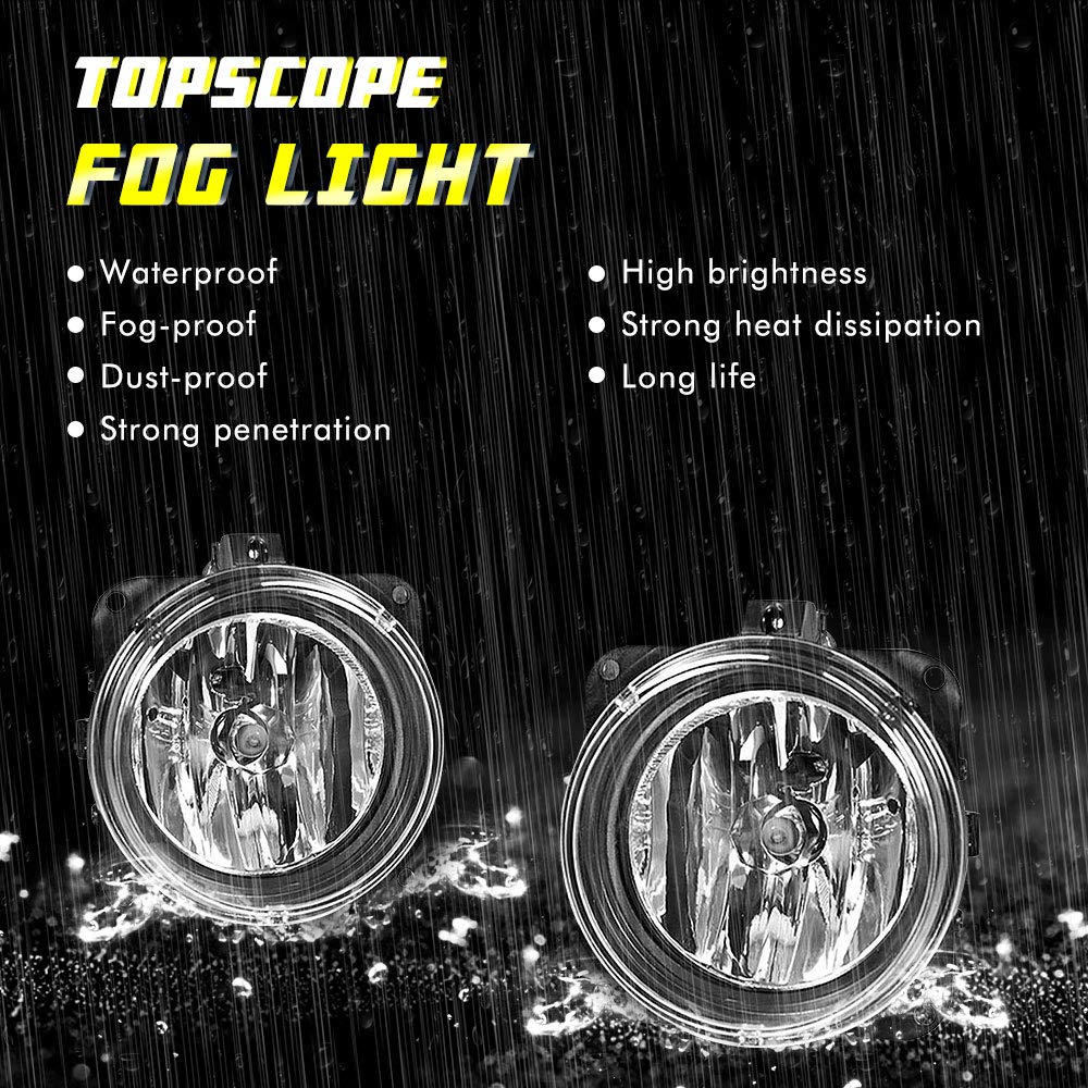 Fog Lights for 2000-2005 Ford Focus 2005-2006 Ford Escape 2003-2004 Ford Mustang (Cobra Model Only) 2000 Lincoln LS Clear Lens Fog Lamps with H10 12V 42W Halogen Bulbs
