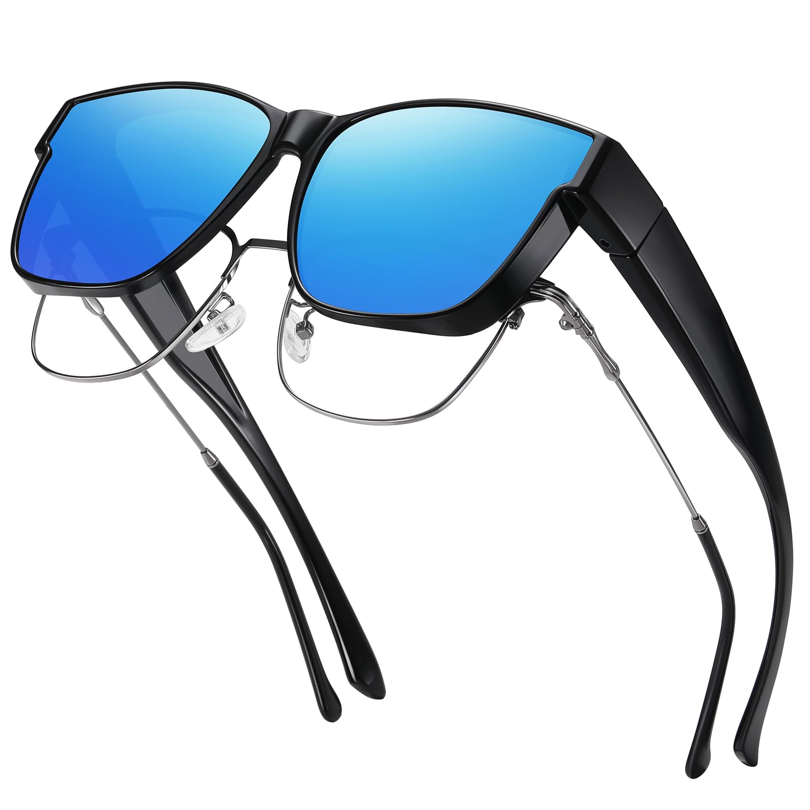 GEGURI Fit Over Glasses Sunglasses for Women Men, Oversized Round Sun Glasses Polarized 100% UV400 Protection