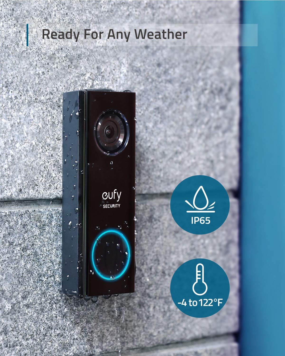 eufy Security, Wi-Fi Video Doorbell, 1080p-Grade Resolution, No Monthly Fee, Secure Local Storage, Human Detection, 2-way Audio, Free Wireless Chime-Requires Existing Doorbell Wires (Renewed)