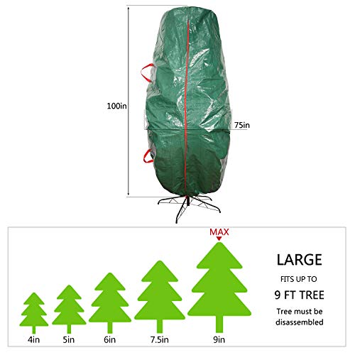 Sattiyrch Upright Christmas Tree Storage Bag – Tear Proof Material for Extra Durability – Holds up to 9 Foot Assembled Trees