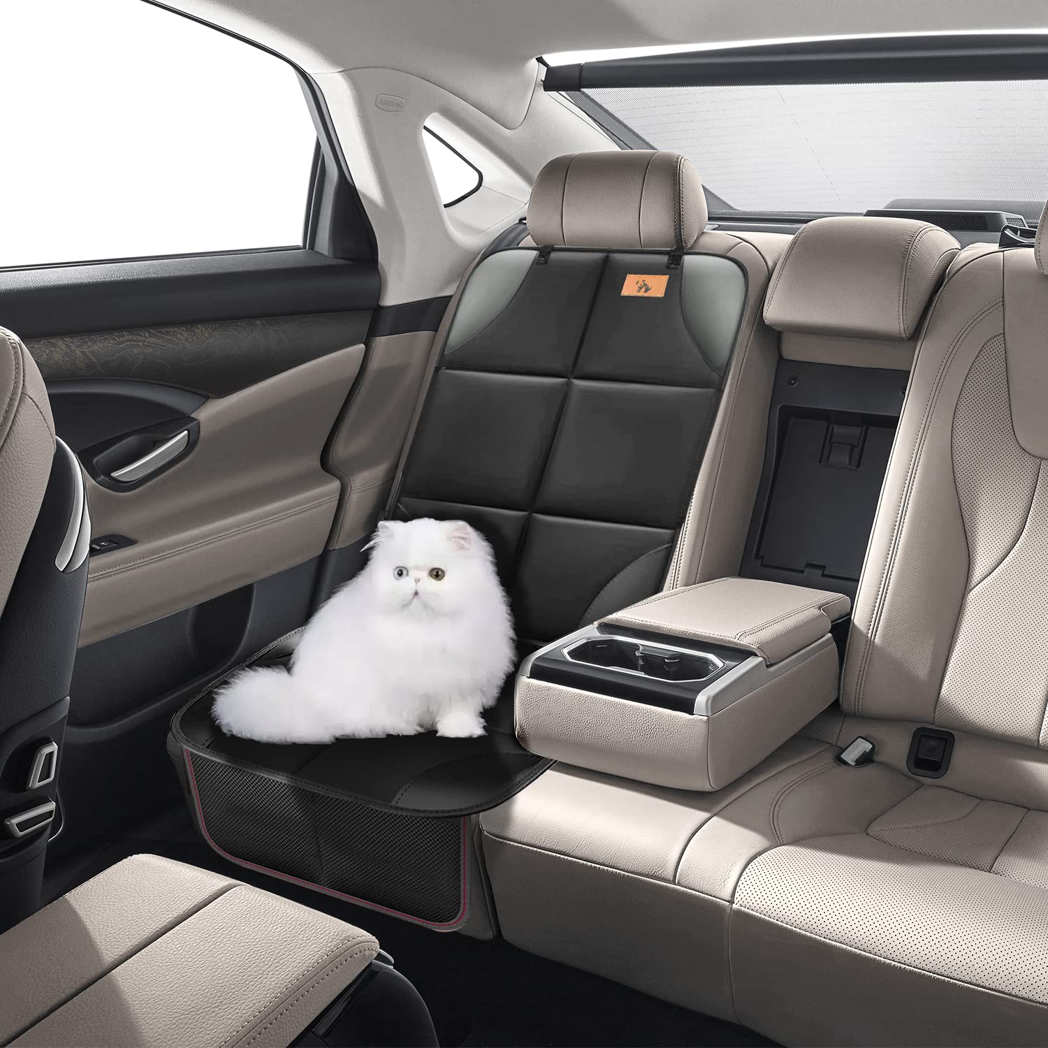 KOHUIPU Thick Padding Car Seat Protector for Child and Pet, Non-Slip Backing with Mesh Pockets - Car Seat Protection Solution