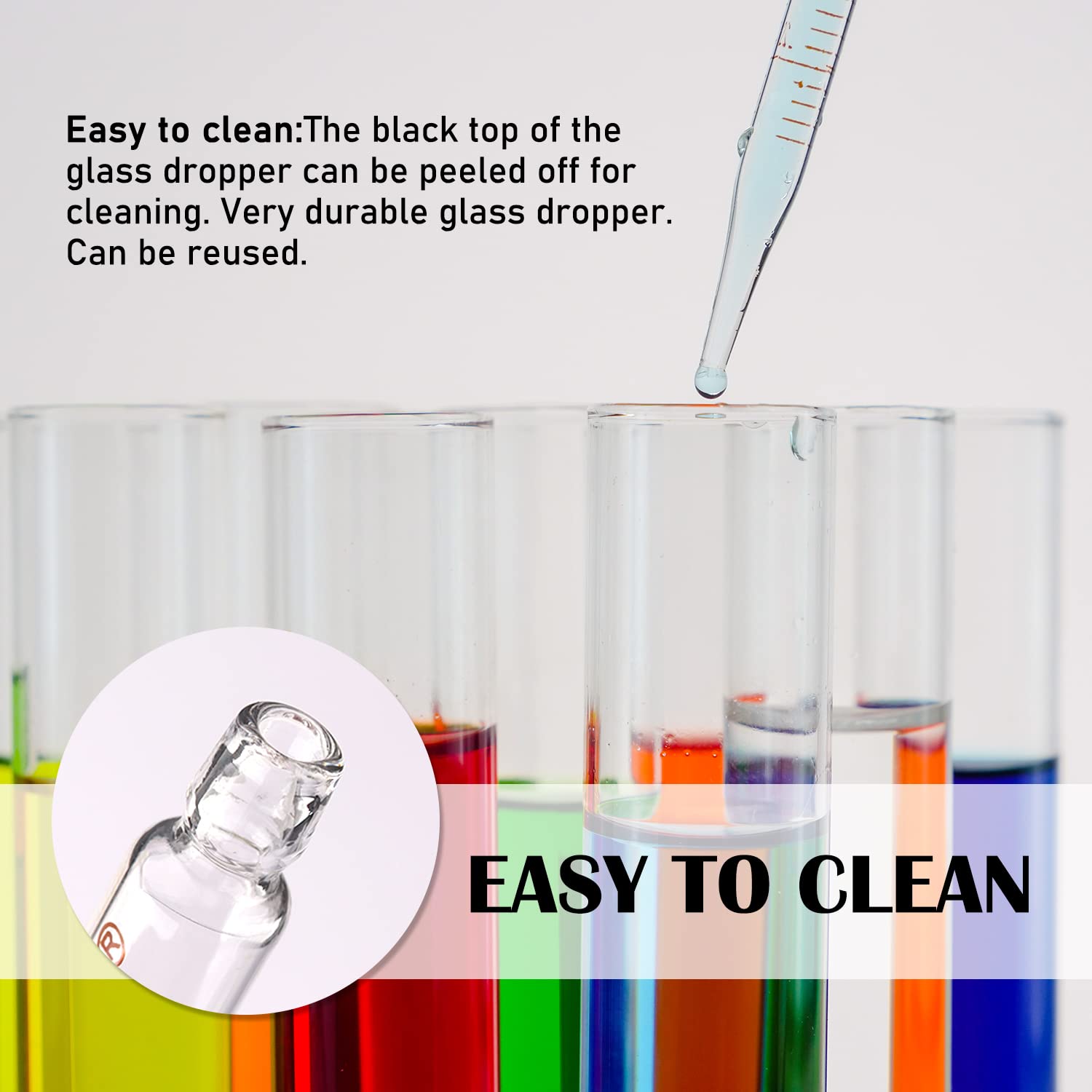 HONGNO 4PCS Glass Graduated Dropper 10ml pipettes Pipette Transfer with Rubber Bulb, Washing Brush. Transfer for Liquid Essential Oil and Lab…