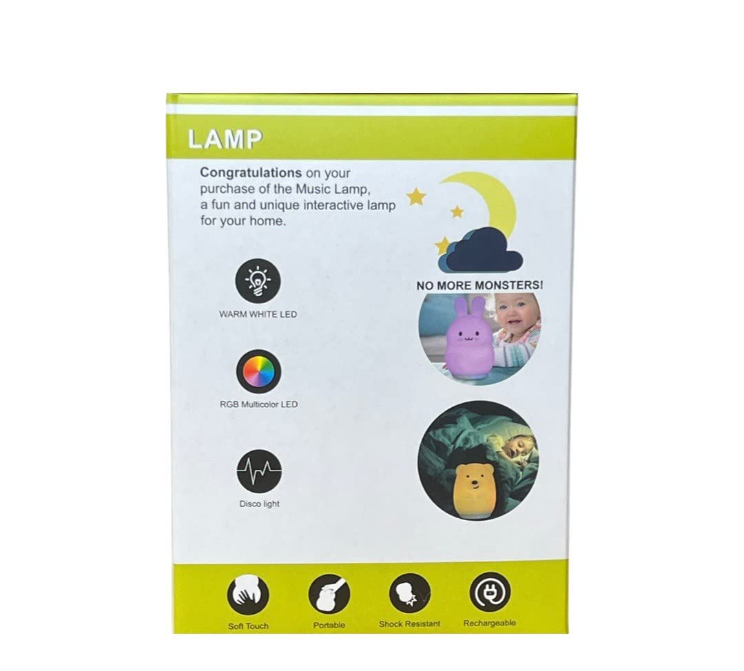 Glowing Night Light with Bluetooth Speaker - Bear, Nursery Night Light, Silicone Nursery Light for Baby and Toddler