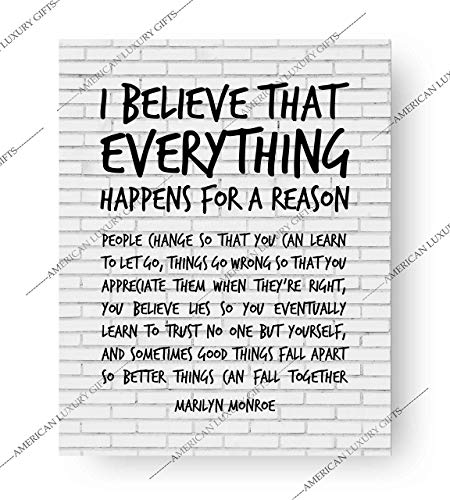 Marilyn Monroe- Everything Happens- Inspirational Wall Art Print, This Retro Wall Decor Print Makes Ideal Wall Art For Living Room Decor, Office Decor & Man Cave Decor. Unframed- 8x10β