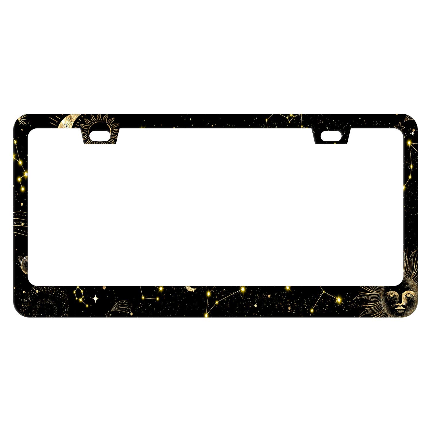 EXMENI Sky License Plate Frame - Stars Moon Sun Car Frame, Cute License Plate Holder, License Plate Cover Art for Women Men Auto Decoration
