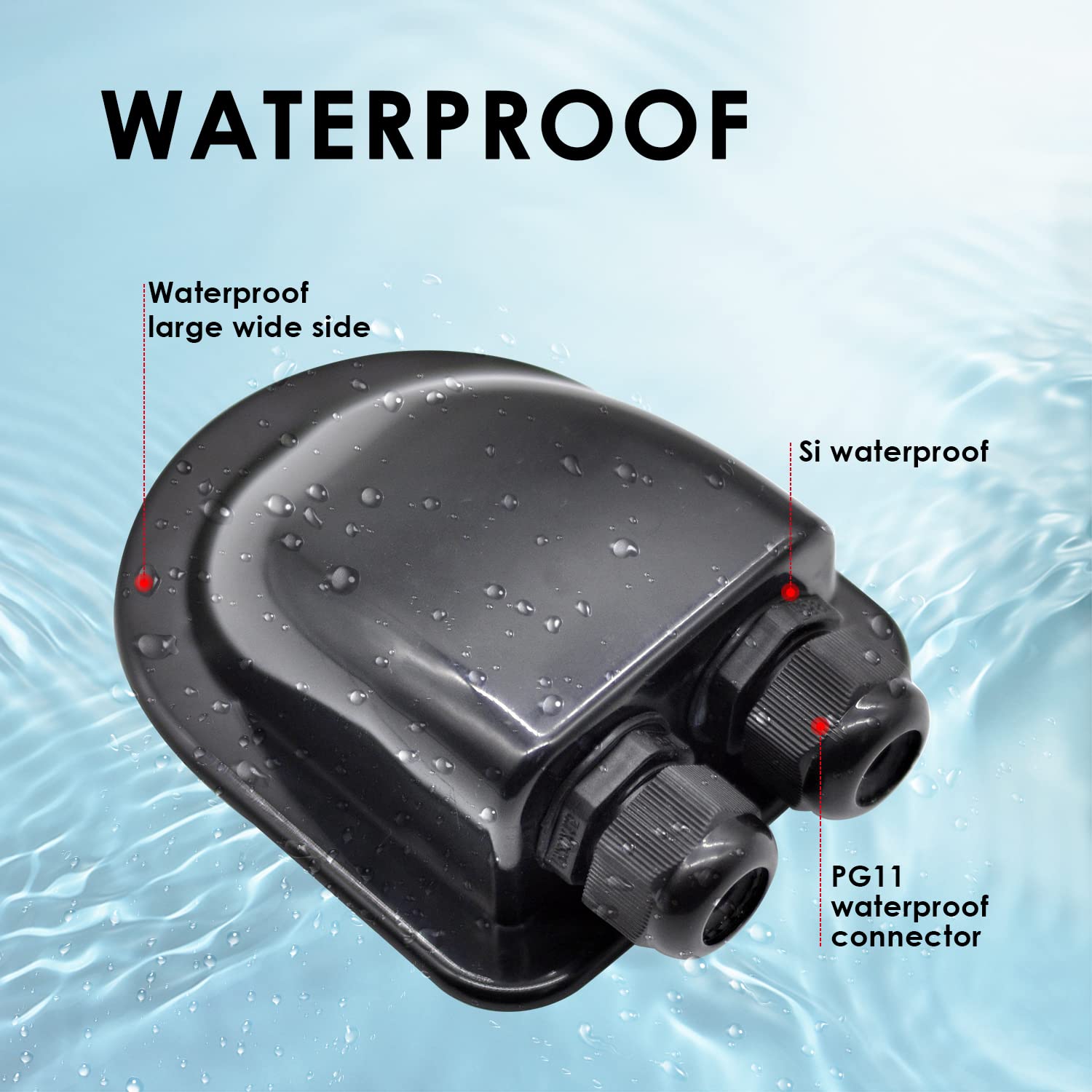 JYFT Solar Weatherproof Double Cable Entry Gland, ABS Waterproof Cable Gland for 14AWG to 10AWG Solar Cables for Solar Project on RV, Campervan, Boat, Van(Black)