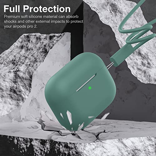 OULUOQI Compatible with AirPods Pro 2 Case 2023/2022, Soft Silicone Skin Cover Shock-Absorbing Protective Case Compatible with Apple AirPods Pro 2nd Generation Case [Front LED Visible]