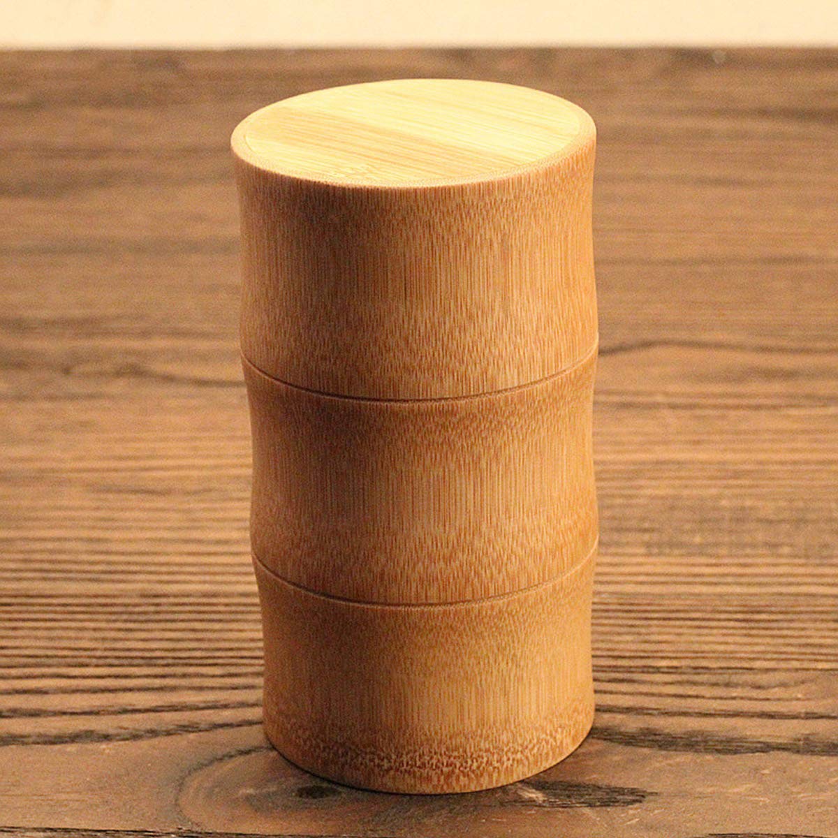 Haokaini Food Storage Jar Airtight Bottles Natural Bamboo Tea Jar Portable Columnar Coffee Canister Storage Jar With Lid For Nuts Spices Tea Leaves